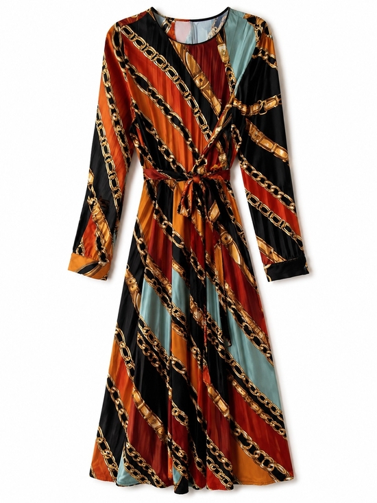Zara | Dresses | Zara Long Sleeve Dress In Rust Multi | Poshmark